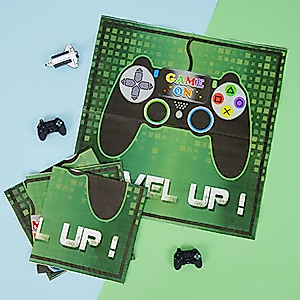 WERNNSAI Game Party Supplies Kit - Video Game Themed Party Packs for Boys Kids Birthday Game Lovers Dinner Dessert Plates Napkins Serves 16 Guests 48 Pieces