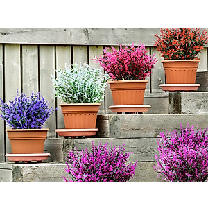Gormiya 10pcs Outdoor Artificial Lavender Flowers UV Resistant Plastic Fake Lavender Purple Plants Faux Greenery Hanging Floral Arrangement for Window Box Garden Backyard Porch Home (Pink)