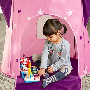 Princess Pink Tent for Girls Castle Large Playhouse Pop Up Kids Play Tent for Children with Star, Indoor and Outdoor Games