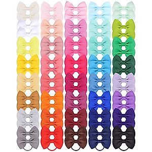 Baby Hair Ties with Bows, 80Piece Small Elastic Toddler Hair Ties Ponytail Holders Hair Ties for Baby Girls Infants Kids Hair Accessories(2 Inch)
