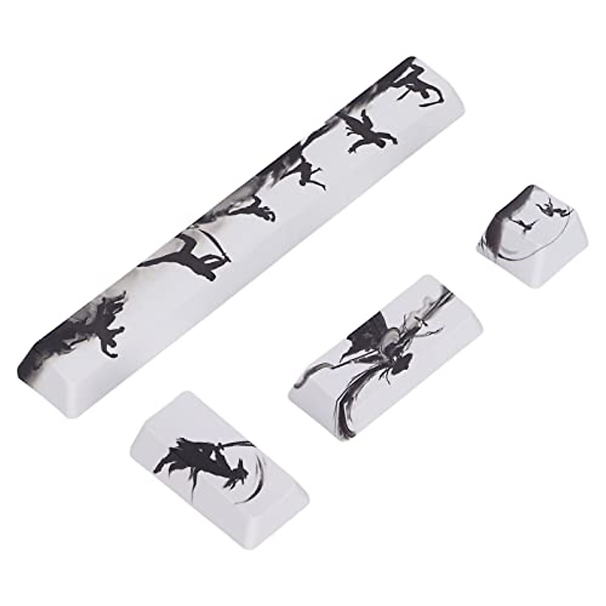 4Pcs Custom Keycaps, Space, ESC, Enter and Numpad Enter Keys Comfortable Feel Color Lasting Cartoon Pattern DIY PTB Keycaps for DIY Mechanical Keyboards（Knight ）