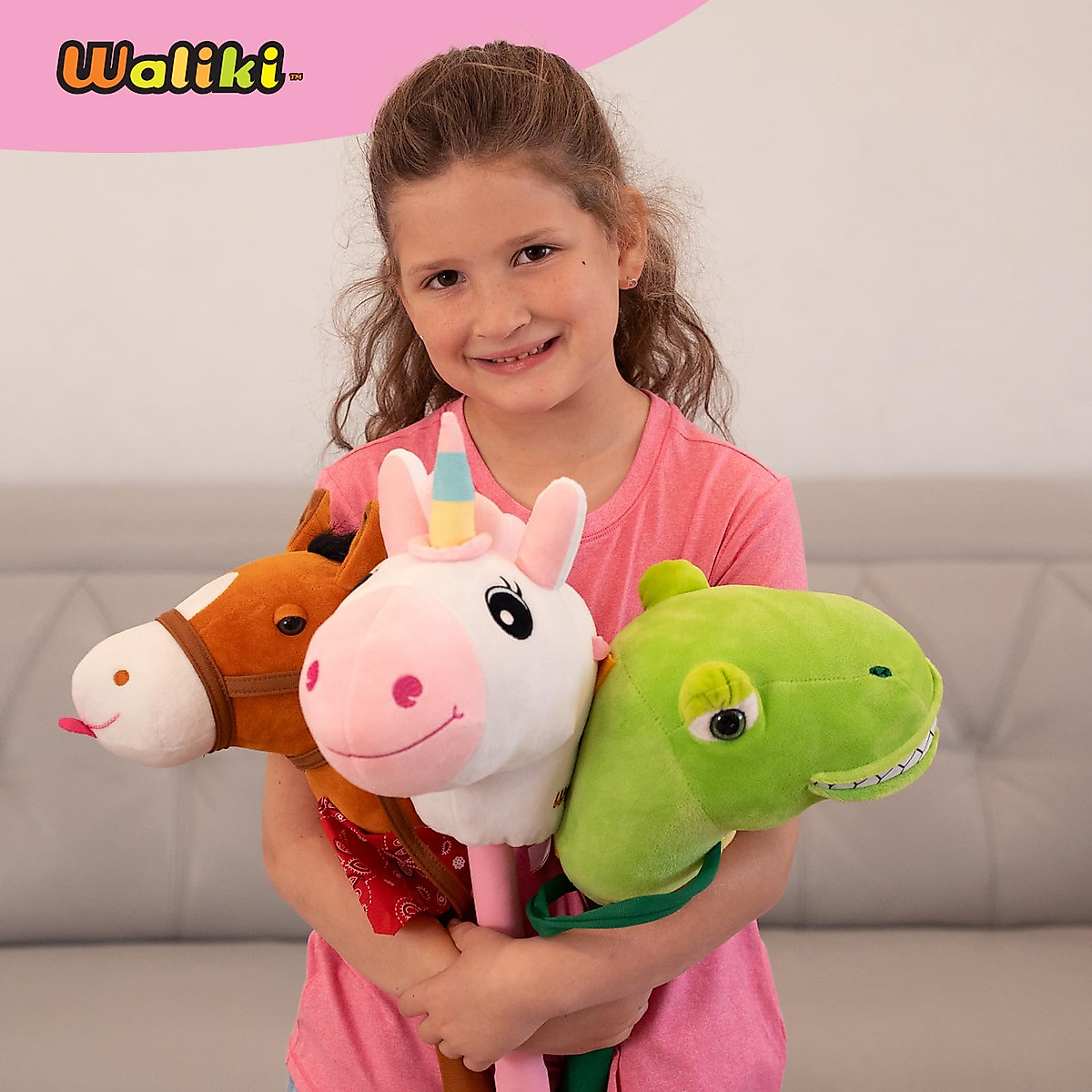WALIKI Unicorn Stick Horse Toy for 2, 3, 4, 5, 6 & 7 Year Old Girls | Cute Birthday Gift for Little Girls | Pretend Play Pony for Toddlers & Preschoolers