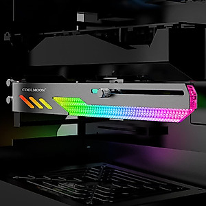 Angitu COOLMOON GT8 Graphics Card Bracket 5V ARGB Multi-Interface Synchronous Horizontal Chassis Decoration GPU Video Card Stand Holder (Black)