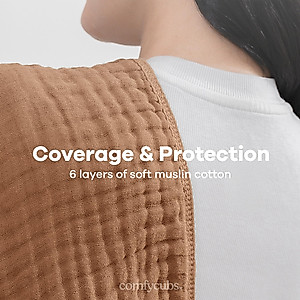 Comfy Cubs Muslin Burp Cloths 20" x 10", Pack of 10 - Large, 6-Layer, Ultra Absorbent 100% Cotton for Baby Drool and Messes - Soft, Safe & Gentle Baby Burp Cloths for Boys & Girls - Multi