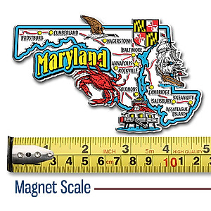 Maryland Six-Piece State Magnet Set by Classic Magnets, Includes 6 Unique Designs, Collectible Souvenirs Made in The USA