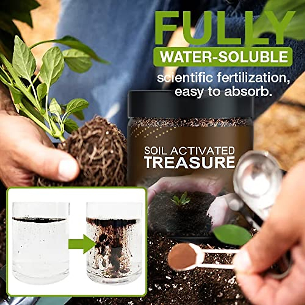 XIRUJNFD Soil Activated Treasure-You Will Be Amazed! Indoor Plant Fertilizer, Soil Activated Treasure, Fertilizer for Plants Flower Lawn, Improve Plant Growth (100g,1Pcs)