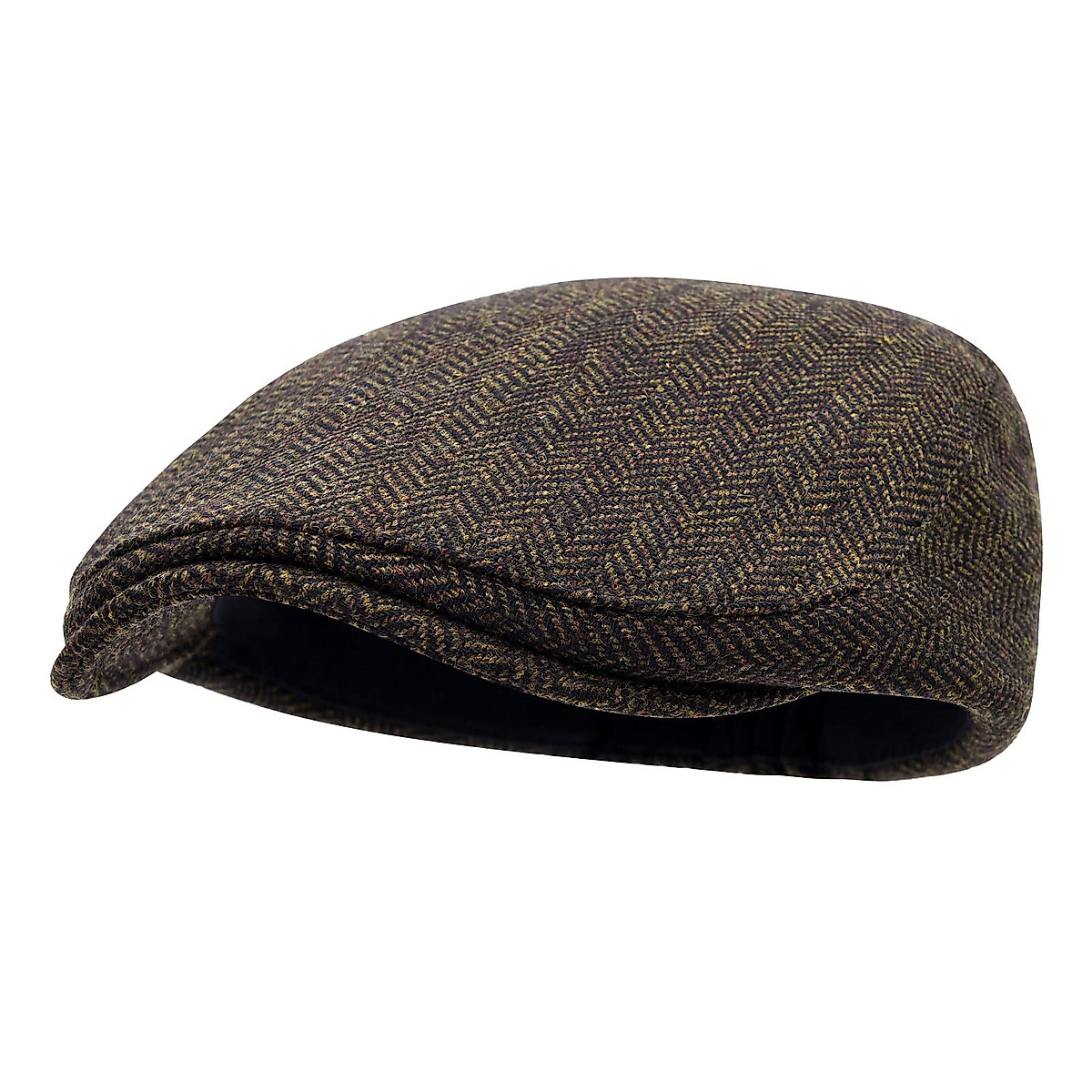 STARANCE Men's Flat Cap Wool Tweed Driving Cap Irish Newsboy Hat (Herringbone Coffee)