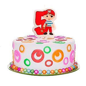 dekora 345259 Birthday Decoration Candle Pirate – Number 5, Red, 7 cm