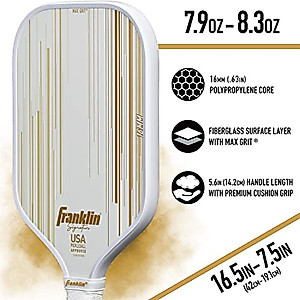 Franklin Sports Pro Pickleball Paddles - Signature Series Pro Pickleball Paddle with MaxGrit Surface - USA Pickleball (USAPA) Approved Tournament Pickleball Paddle - 13mm Polypropylene Core - Gold