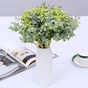 DLWJMDX A Bunch of Artificial Flowers Real Touch Babies Breath Flowers Artificial Eucalyptus Leaves Bouquet for Wedding Party Floral Arrangement Home Garden Office Festive Decoration