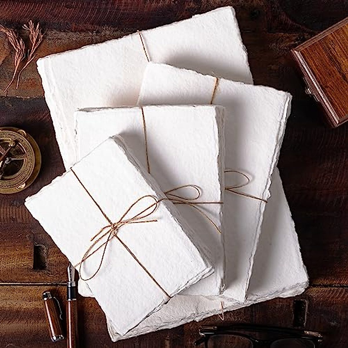 400 GSM - 25 Cotton Watercolor Paper,7 x 5 inch, Art Paper, Handmade Paper,Rough/Sketching Paper, Deckled Edge Paper Made from Virgin Egyptian Cotton,Textured Paper, Khadi Paper