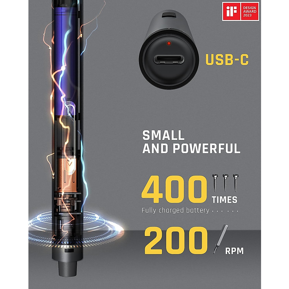 Fanttik E1 Max 3.7V Mini Electric Screwdriver, Precision Electric Screwdriver, 50-in-1 Magnetic Bits, Max 3 N.m, Magnetic Storage, 5/32''Hex, Repair Tool Set for Phone Camera Laptop Watch - Grey