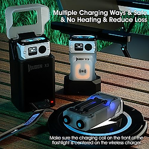 WUBEN X3 EDC Keychain Flashlight with Charging Base 180 Degree Rotating Head Mini Rechargeable Flashlight Ip65 Waterproof Magnet Pocket Flashlight 10 Mode Type-C Lanyard for Camping, Outdoor, Gift