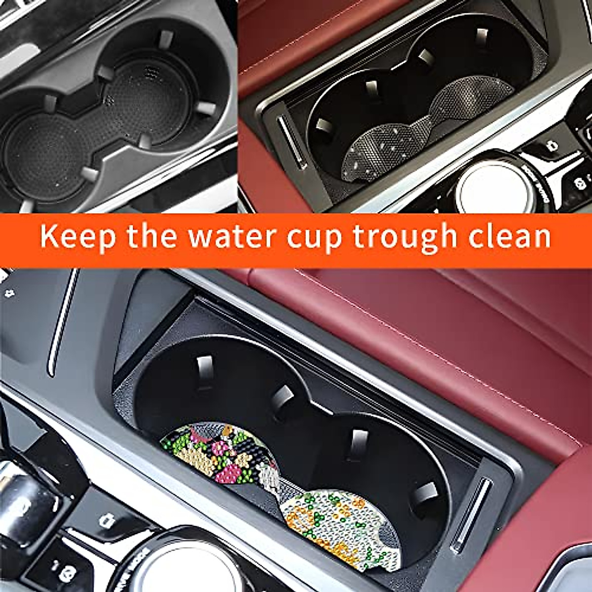 8 Pcs Diamond Painting Coasters, Flowers Diamond Art Car Coasters for Cup Holder, 2.8 Inches Flowers Diamond Art Coasters for Drinks, Small Diamond Painting Kits Supplies, DIY Crafts for Adults Kids