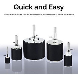 HILTEX 10342 Drum Sander Kit, 26 Pc Set, 1/8 & 1/4" Drive Spindle Sander for Woodworking, Spindle Sander Sleeves & 5 Rubber Sanding Drum for Drill, Sanding Arbor, 1" Drum Sander Paper, 80 & 120 Grit