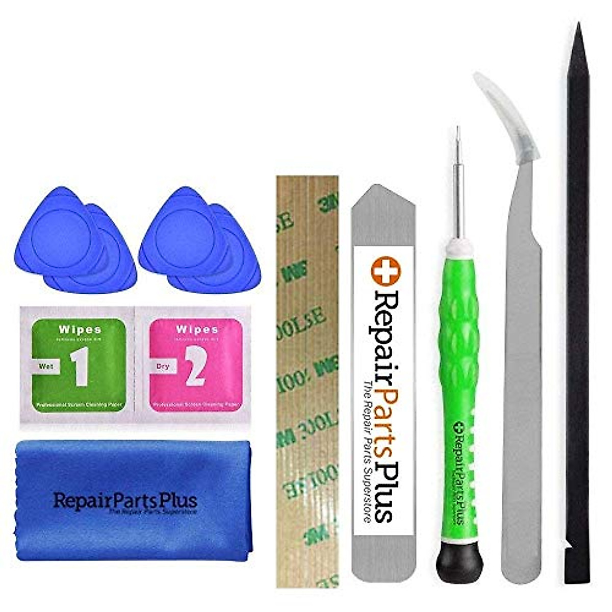 Repair Parts Plus for iPad Mini 5 (5th Gen) Screen Replacement LCD and Glass Touch Digitizer Premium Kit (7.9", A2126 | A2124 | A2133) + Sleep/Wake Sensor (Silver | Gold) + Adhesive - White