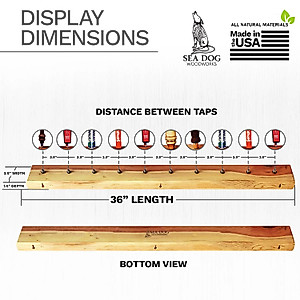 Tap Handle Holder Display Floating Shelf | Wall-Mounted Tap Handle Display Shelf Constructed from Reclaimed Redwood | Beer Tap Holder for 10 Tap Faucet Handles | Made in USA (10 Tap Handles)