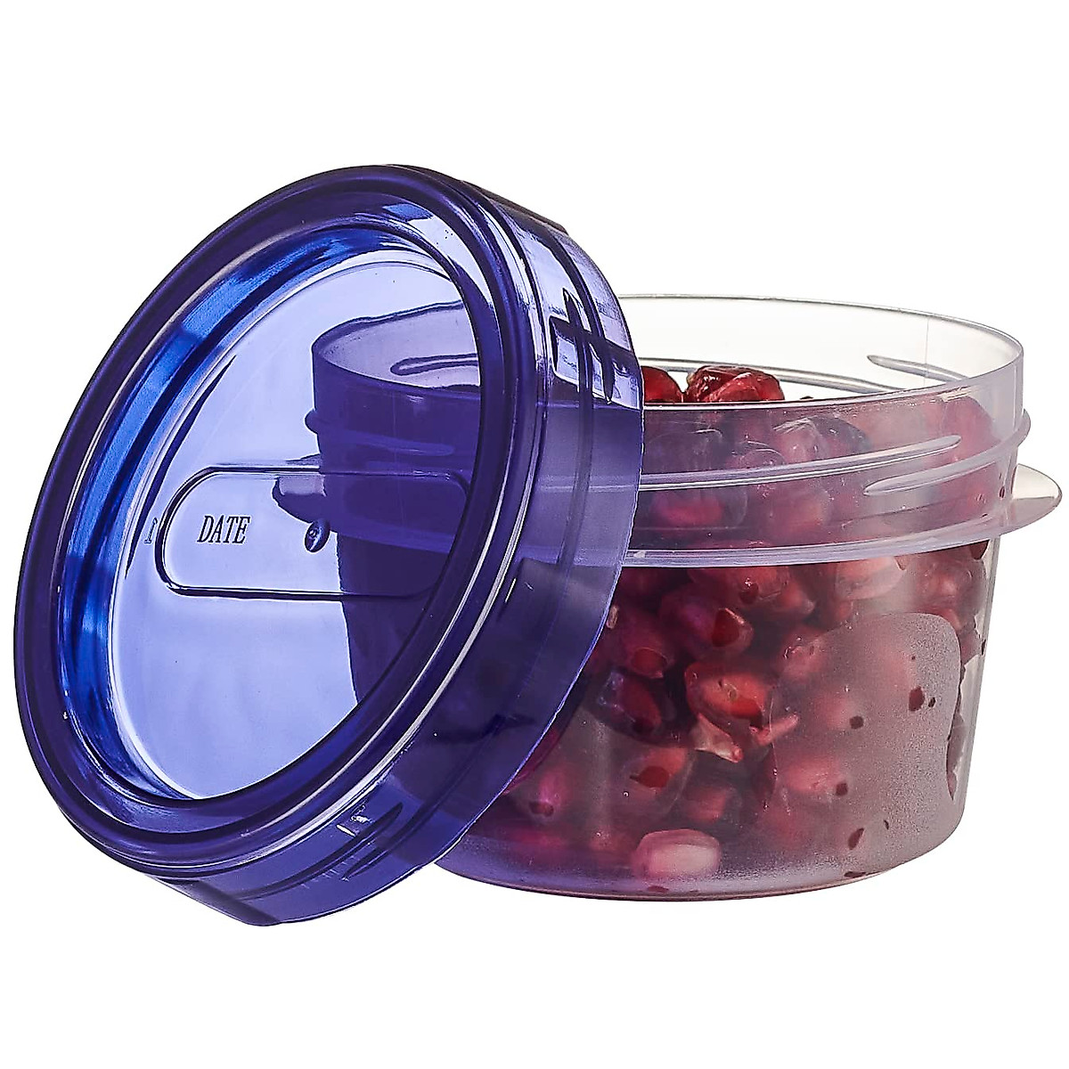 PLASTICPRO 6 Pack Twist Cap Food Storage Containers with Blue Screw on Lid- 4 oz Reusable Meal Prep Containers - Small Freezer Containers Microwave Safe Blue Plastic Food Storage