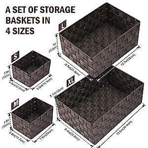 Woven Storage Baskets, Storage Bins Cube Basket Container Shelf Baskets Storage Boxes Organizers for Clothes/Dresser/Bathroom/Shelves/Towels, Set of 6 (brown)