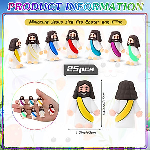 Bememo 25 Pcs Little Jesus Figures Original Design Mini Rubber Jesus Toys to Hide and Seek Religious Party Favors Sunday School Baptism Gifts(Multicolor)