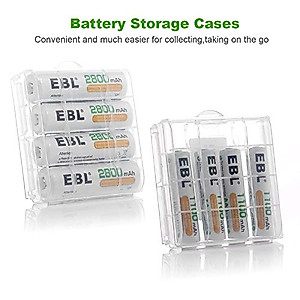 EBL Battery Charger for AA/AAA/C/D Rechargeable Battery with 1.2V NiMH Rechargeable AA Battery 2800mAh(4pcs) and 1100mAh AAA Battery(4pcs) Combo