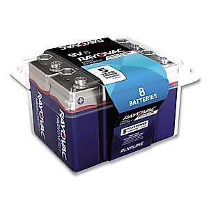 RAYOVAC A1604-8PPF Alkaline Batteries Reclosable Pro Pack (9V, 8 pk)