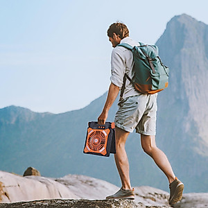 WESTTREE Solar Fan Battery Powered Fan, Rechargeable Fan Solar Camping Fan with Led Lantern & Power Bank, Foldable Angle Solar Powered Fan, USB Personal Cordless Fan Portable Fan for Travel Camping