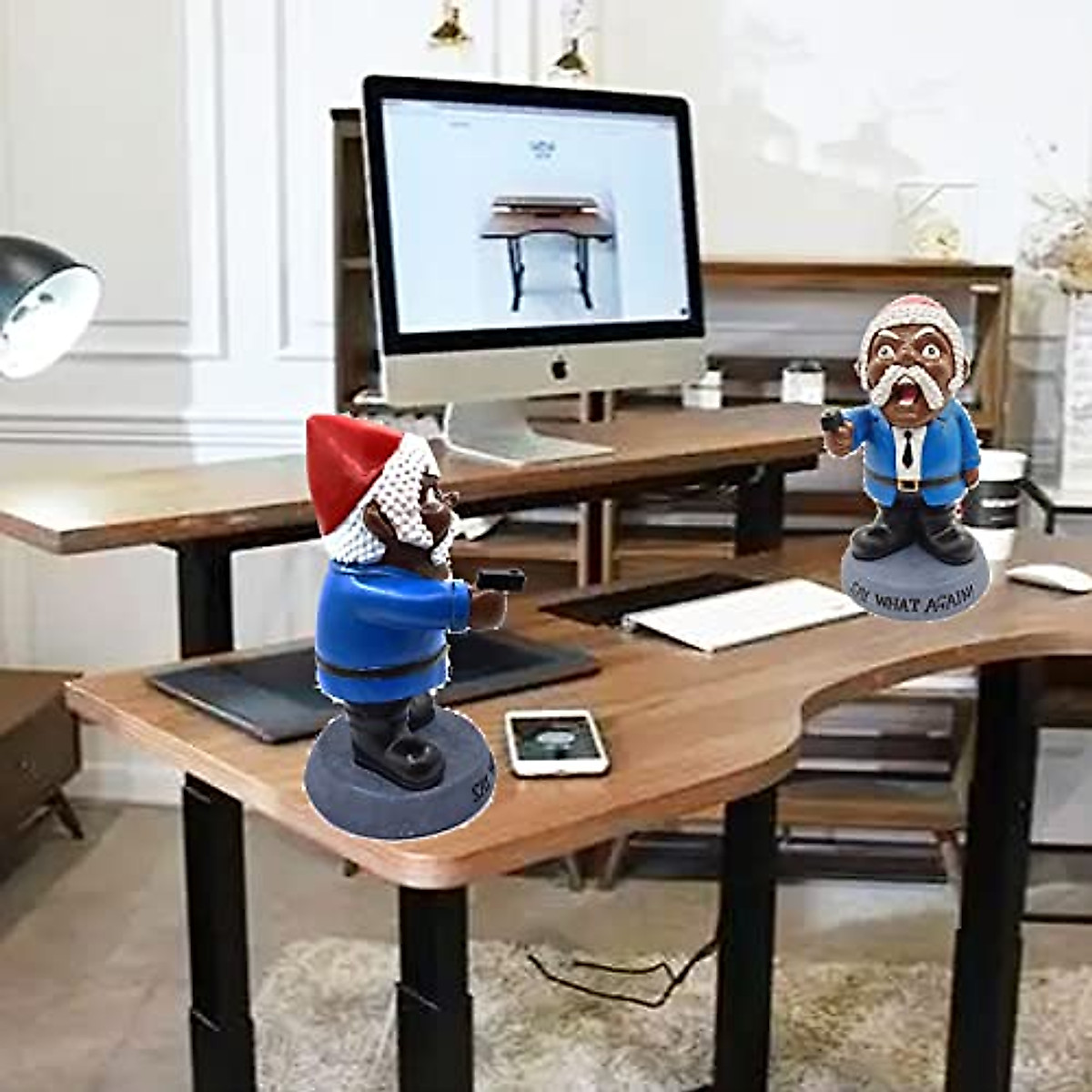 spolis Say What Again Angry Garden Gnome Statues Resin Ornaments, 9 Inch War Gnome Outdoor Garden Statues Sculpture for Indoor Outdoor Lawn Yard Decorations-1PCS