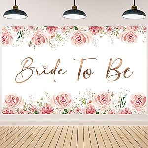 Vlipoeasn Bride to Be Banner Backdrop, Flower Bachelorette Party Decorations, Rose Gold Bride to Be Sign for Bridal Shower Decorations, Bridal Shower Party Supplies