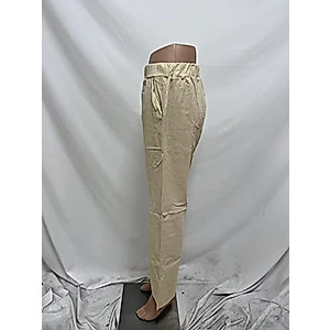 KOOBETON Cotton Linen Capri Pants for Women Palazzo Lounge Pants Lightweight Summer Bottoms Trousers Khaki XXL