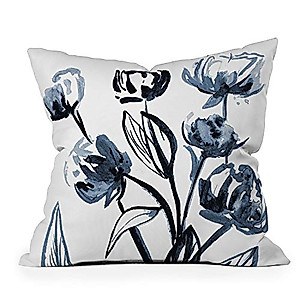 Society6 Alison Janssen Peonies Blue Throw Pillow, 16"x16", ­