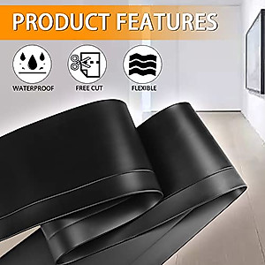Vinyl Wall Base 4" Vinyl Baseboard Molding Flexible Vinyl Floor Base with 1" Crease Rubber Base Molding for Wall Easy to Install Use to Cover Wall Crevice (5" Wide x 19.7' Long, Black)