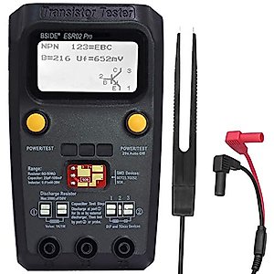 BSIDE ESR02 PRO Digital Transistor Tester SMD Components Meter Mega328 NPN/PNP Diode Triode Capacitor Inductance ESR Checker with Tweezers