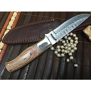 Perkin Knives - Custom Handmade Damascus Hunting Knife Fixed Blade Knife