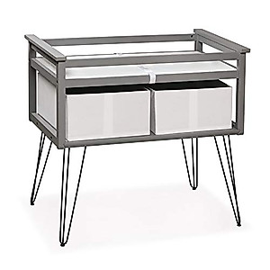 Badger Basket Contempo Convertible Changing Table for Infants and Babies - Includes Two Baskets, Gray/White