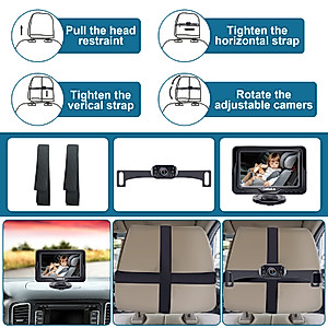 LeeKooLuu Baby Car Camera Display 3 Mins Easy Install - Plug and Play HD 1080P Clear Picture Crystal Night Vision Rear Facing Car Baby Monitor with Camera Wide View Backseat Camera Two Kids LK12
