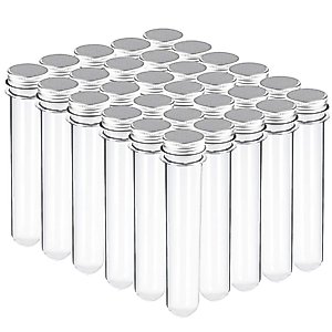 BTSD-home 29x150mm(70ml) Plastic Test Tubes with Screw Caps for Gumball Candy Storage, Bath Salt Vials, Hot Cocoa Containers, Bridal Shower, Baby Shower, Wedding, Kids Birthday Party Favors（30 Pack）