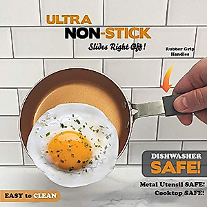 Gotham Steel Mini Stackmaster 5 Piece Cookware Set – Nonstick Personal Sized Fry Pan, Sauce Pan, Wok and Grill/Griddle Pan, Nests for Easy Storage, Dishwasher Safe