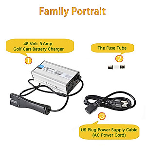 WFLNHB 48V 5A RXV Plug Golf Cart Battery Charger Replacement for Yamaha Star EZGO Club Car DS EZGO TXT