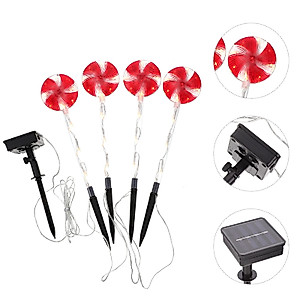 PRETYZOOM Solar Pathway Lights 1 Set Christmas Pathway Marker Light LED Solar Powered Xmas Candy Lollipop Ground Plug Light Lollipops Peppermint Sign for Home Garden Patio Solar Lights