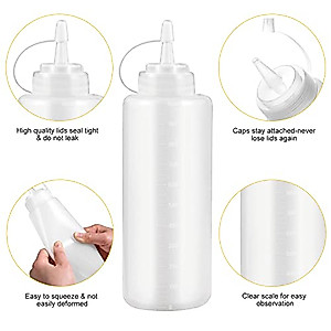 Hamiggaa 4 Pack 32 oz Plastic Squeeze Bottles,Condiment Squeeze Squirt Bottles with Twist On Cap Lids for Ketchup,Sauce,BBQ,Condiments,Oil