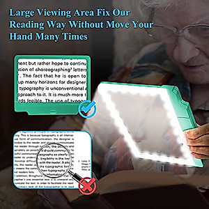 4X Magnifying Glass with 36 Adjustable LED Lights Provide Full-Page Viewing Area Evenly Lit Perfect for Low Vision Person and Seniors （Green）
