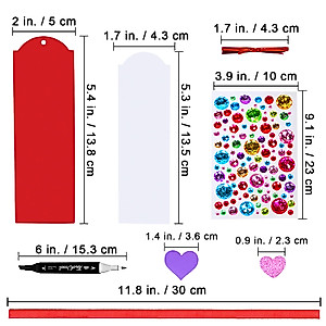 Winlyn 24 Sets Valentine's Day Decorations DIY Heart Bookmarks Valentine Craft Kits Blank Foam Bookmarks with Assorted Hearts Stickers for Kids Classroom Activities Reading Party Favors Gift Exchange