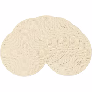 SHACOS Round Braided Placemats Set of 6 Round Table Mats for Dining Tables 15 inch (Cream, 6)