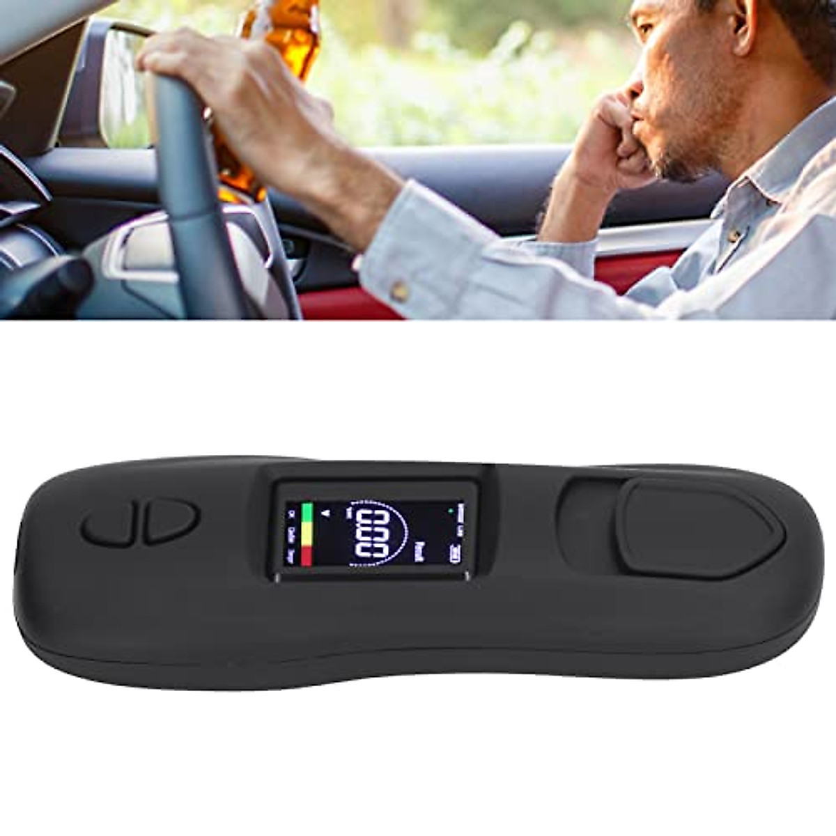 Alcohol Detector, Easy to Carry Portable Breath Alcohol Tester DC5V Accurate Testing Wide Applications LCD Display for Bar Hangover for Family Dinners