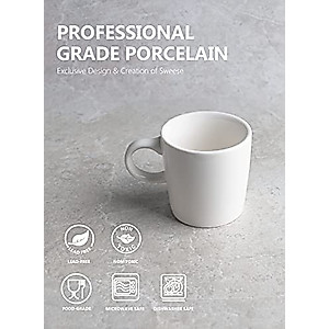 Sweese 3.5oz Porcelain Espresso Cups Set of 4, Mini Coffee Mugs Demitasse Cups - White (409.401)