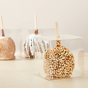 Stockroom Plus 30 Pcs Clear Candy Apple Boxes with Hole Top 4 x 4 x 4 inch for Wedding Baby Shower, Birthday, Easter Favor Supplies Plastic Individual Packaging Cube