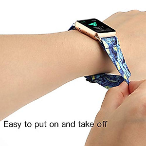 Adjustable Elastic Watch Band Compatible with Apple Watch 38mm 40mm 41mm, Nylon Stretchy Solo Loop Bracelet Women Replacement for iWatch Series SE/7/6/5/4/3/2/1 (Starry Sky, 38mm/40mm/41mm)