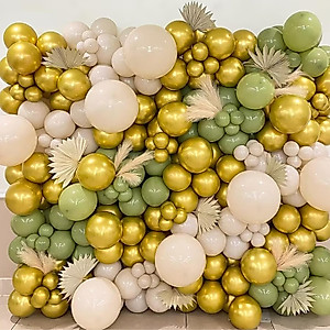129 pcs Metallic Gold Balloons Latex Balloons Garland Kit Different Sizes 18 12 10 5 Inch for Happy New Year Birthday Party, Graduation,Wedding, Holiday Decoration and Anniversary