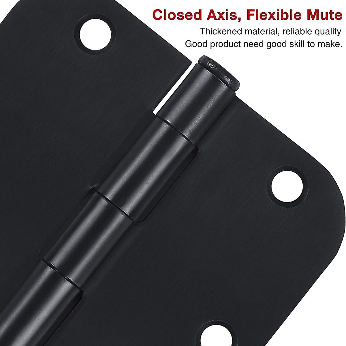 30 Pack Matte Black Door Hinges 3.5 x 3.5 Inch, Rounded Interior Door Hinges with 5/8"Radius, Heavy-Duty Black Hinges for Doors Standard Bedroom Office Door Hardware Removable Pin,Farmhouse,Shed,Gate